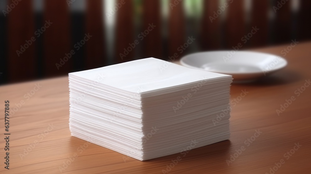 Stack of paper napkins with empty space for logo or design. Mockup ...