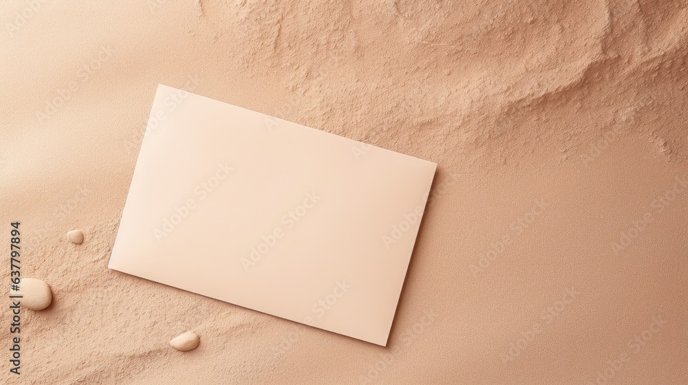 Blank card with placeholder space floral envelope on neutral beige ...