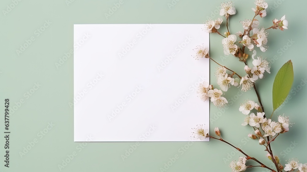 Neutral green background with minimal aesthetic invitation template or ...