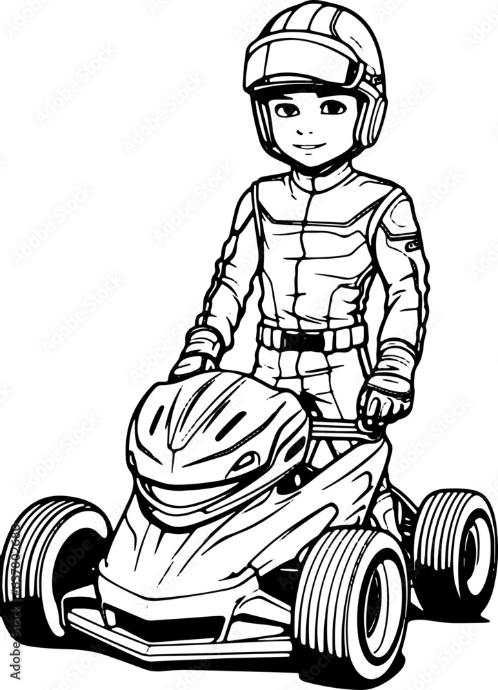 Coloring Page Motorsport - Vector Format Stock Vector | Adobe Stock