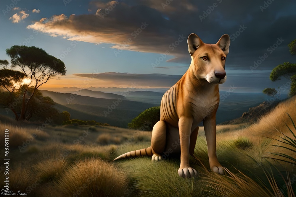 Extinct Tasmanian Tiger or thylacine, a fascinating marsupial predator ...