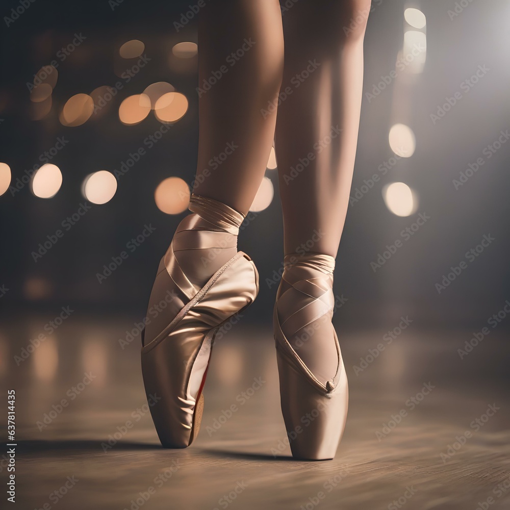 A close-up of a dancer's feet on a worn-out stage, capturing the ...