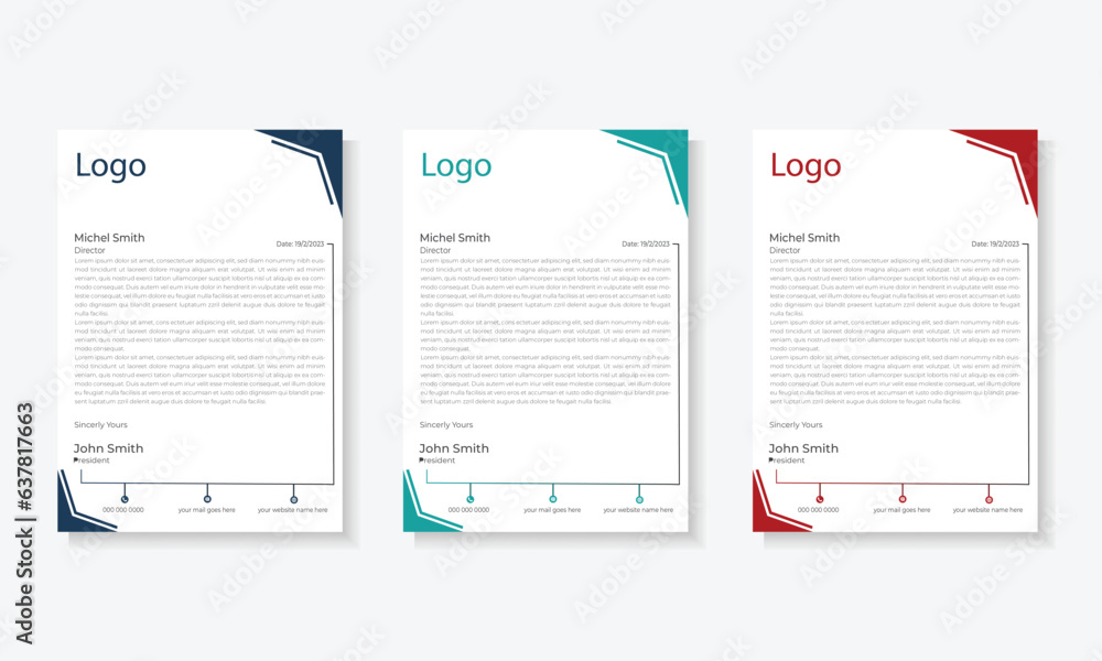 Professional letterhead template design for business project. Corporate ...
