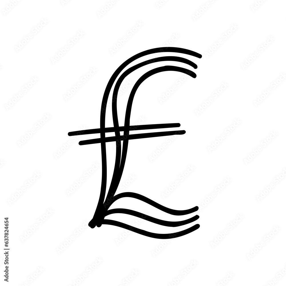 Symbol pound sterling GBP currency scribble font in doodle scribble ...