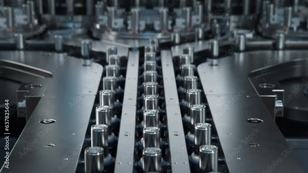 Battery Cells for Automotive Industry on Production Line. High ...