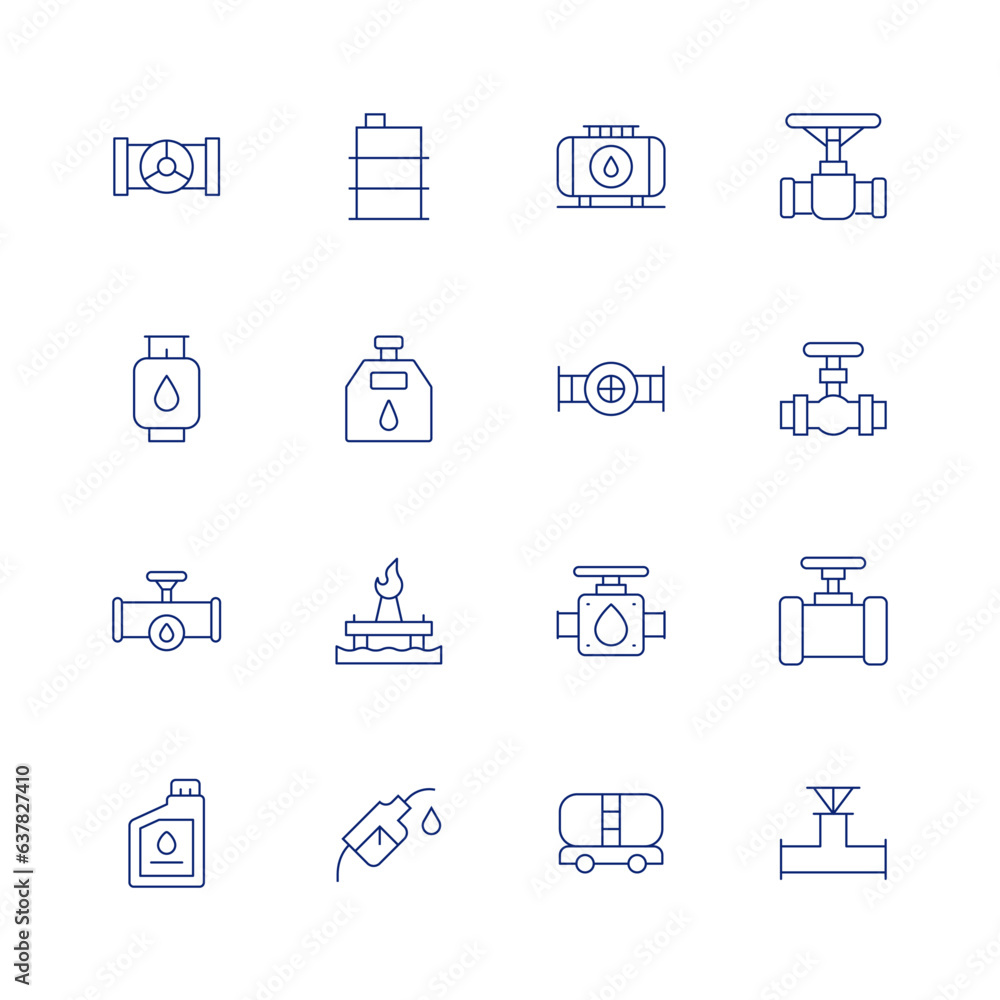 Natural petroleum line icon set on transparent background with editable ...