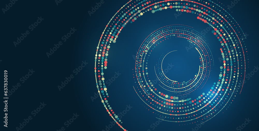 Vector technology background. Big data visualization. Abstract stream information with circles ...