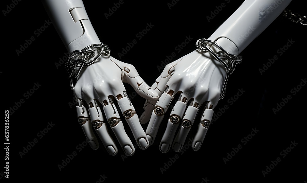 AI robot hands in cuffs, digital crime Stock Illustration | Adobe Stock