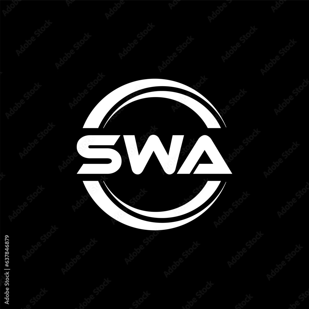 SWA letter logo design with black background in illustrator, vector ...