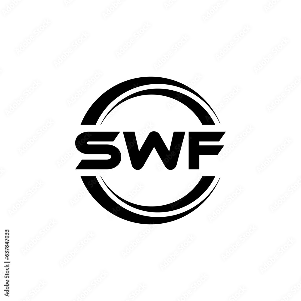 SWF letter logo design with white background in illustrator, vector ...