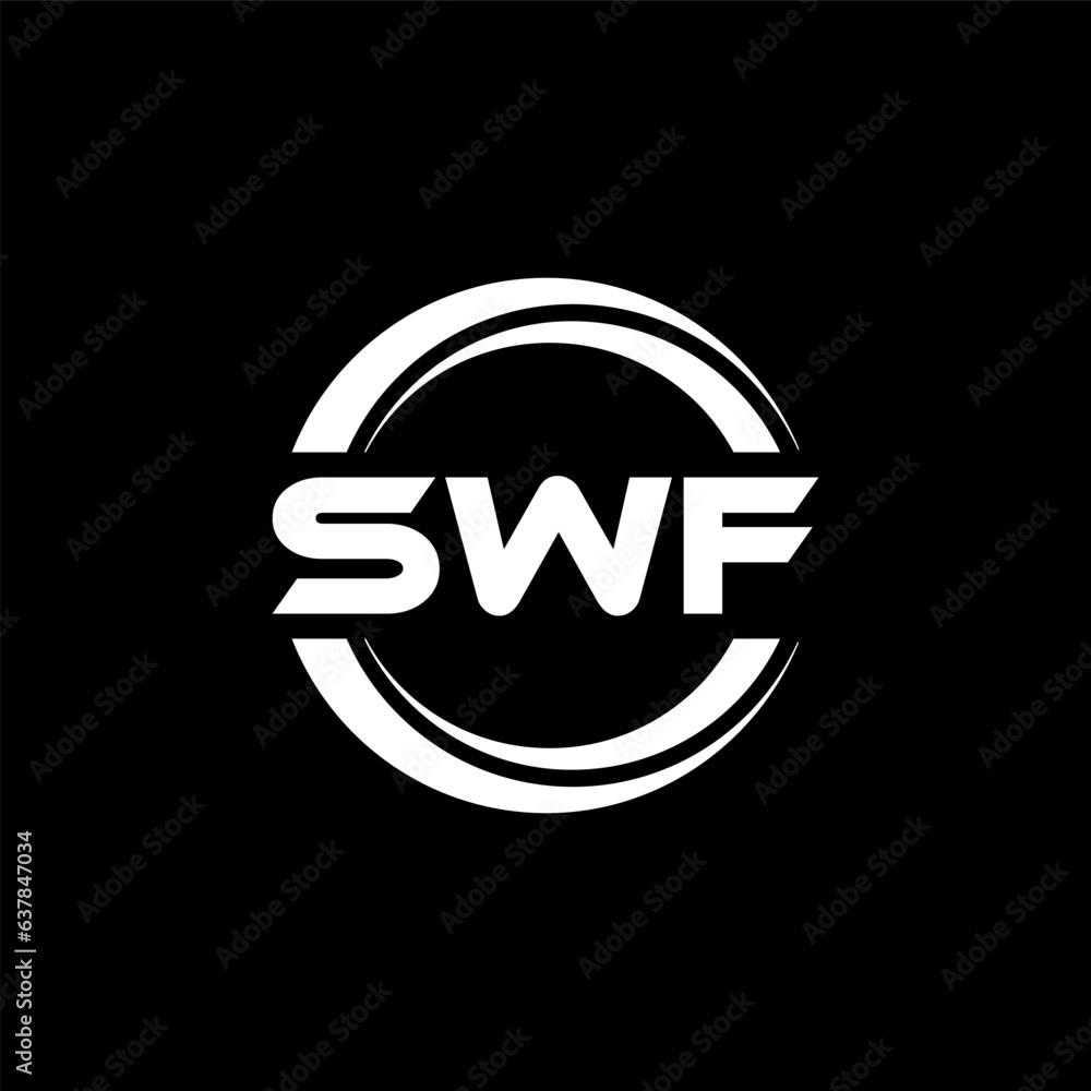 SWF letter logo design with black background in illustrator, vector ...