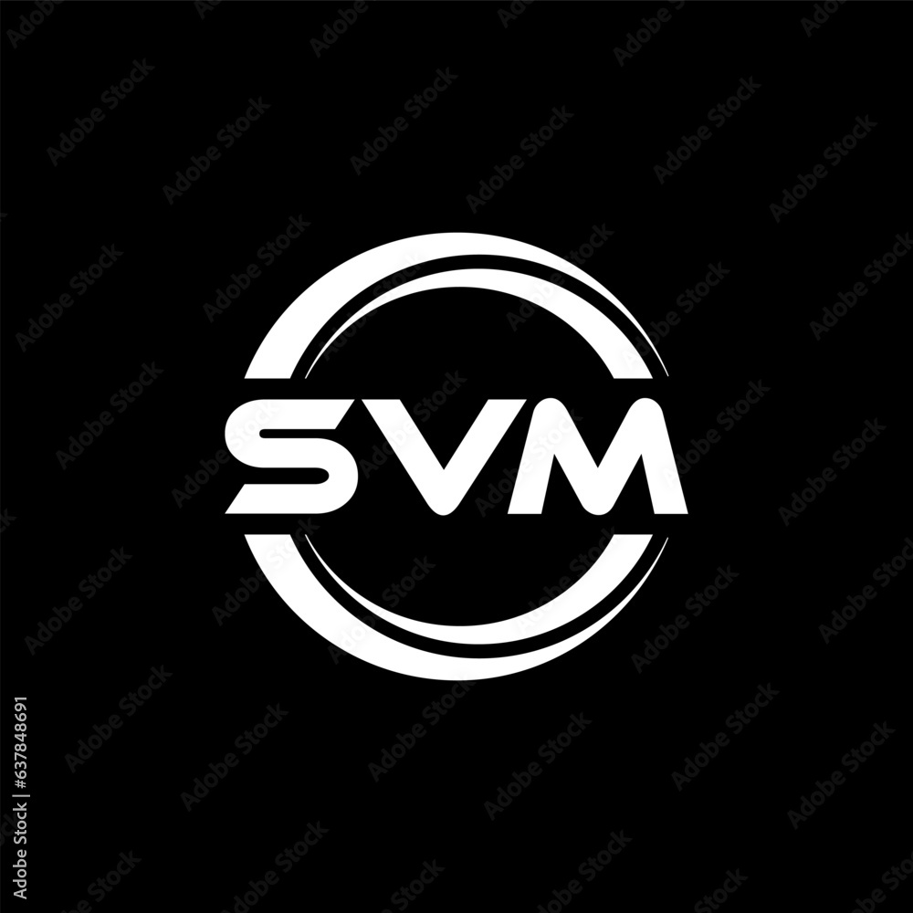 SVM letter logo design with black background in illustrator, vector ...