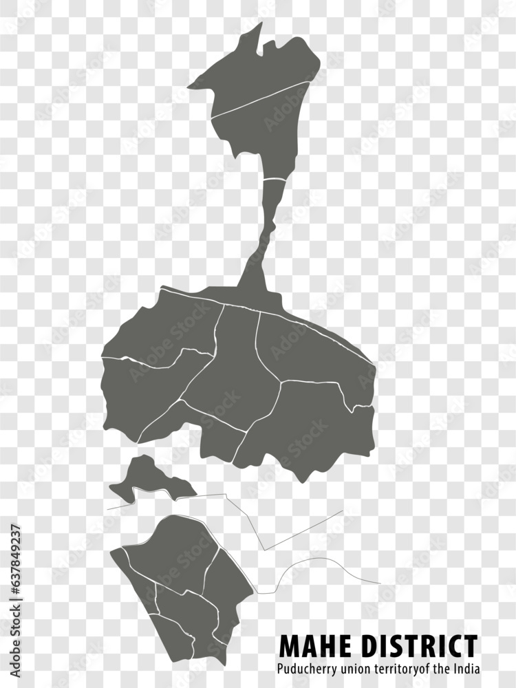 Blank map Mahe district of India. High quality map of Mahe with ...