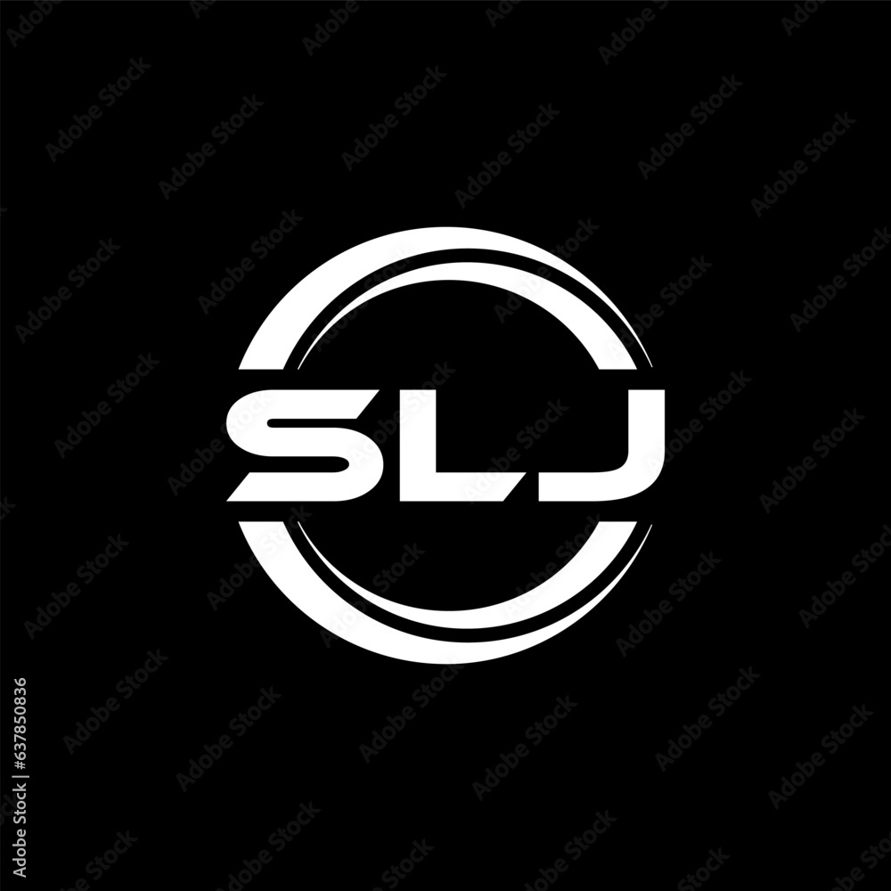 SLJ letter logo design with black background in illustrator, vector logo modern alphabet font ...