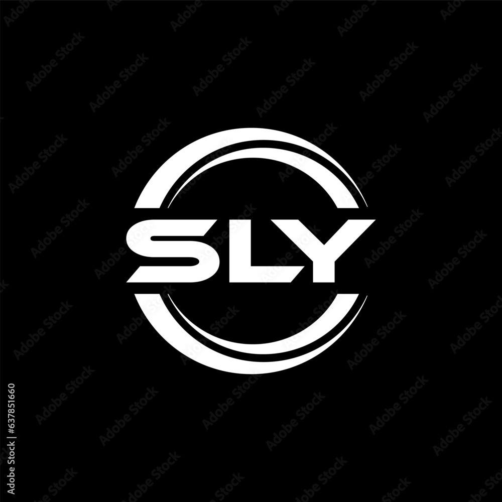 SLY letter logo design with black background in illustrator, vector ...