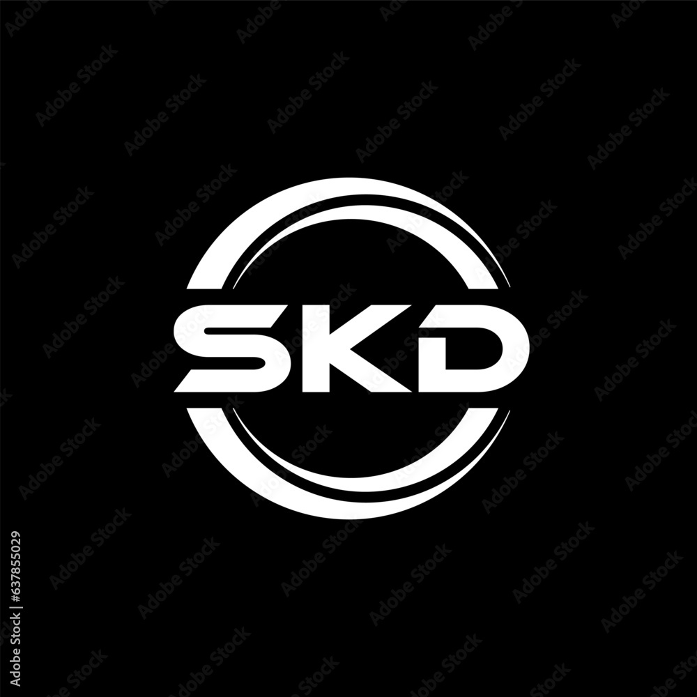 SKD letter logo design with black background in illustrator, vector ...