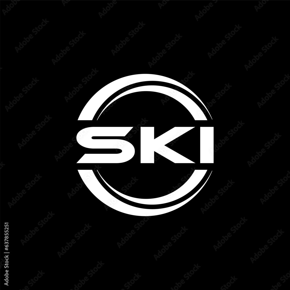 SKI letter logo design with black background in illustrator, vector ...