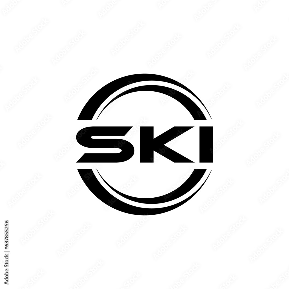 SKI letter logo design with white background in illustrator, vector ...