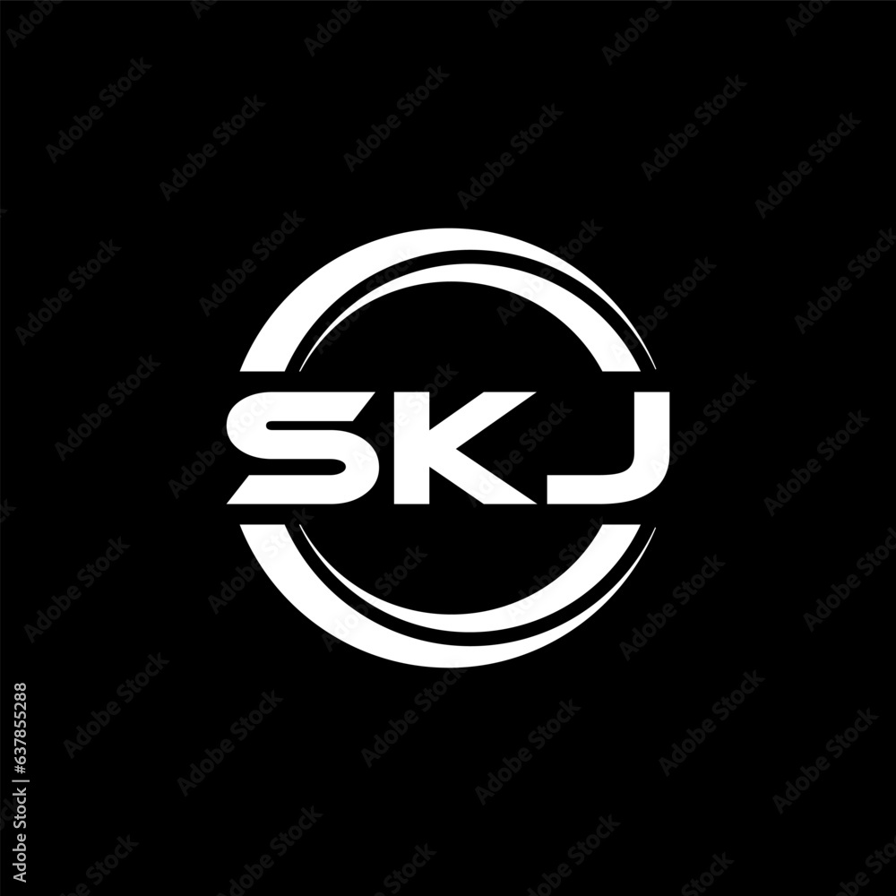 SKJ letter logo design with black background in illustrator, vector ...
