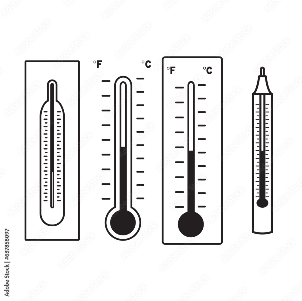 Set of Thermometer icon in trendy flat design, Temperature Related ...