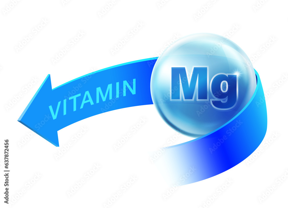 Vitamin mineral magnesium label for ads isolated on white background ...
