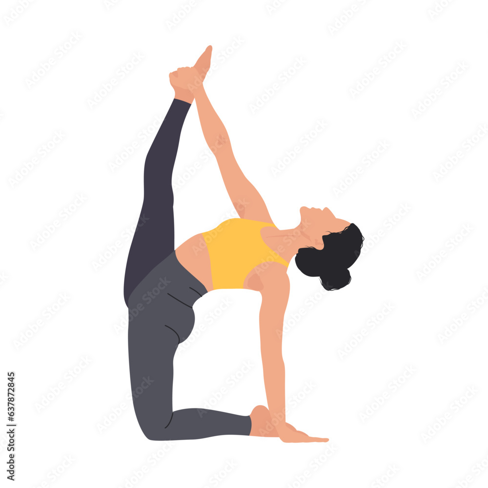 Backbend and split pose. Woman demonstrating split. Yoga practice ...
