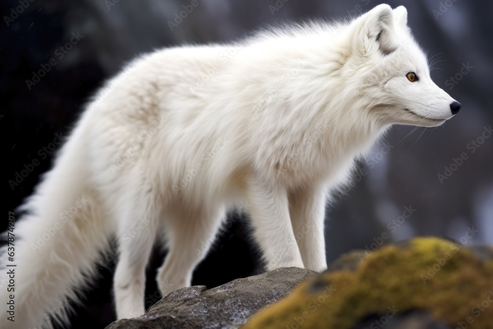 profile of an arctic fox stalking with ears perked up Stock Photo ...