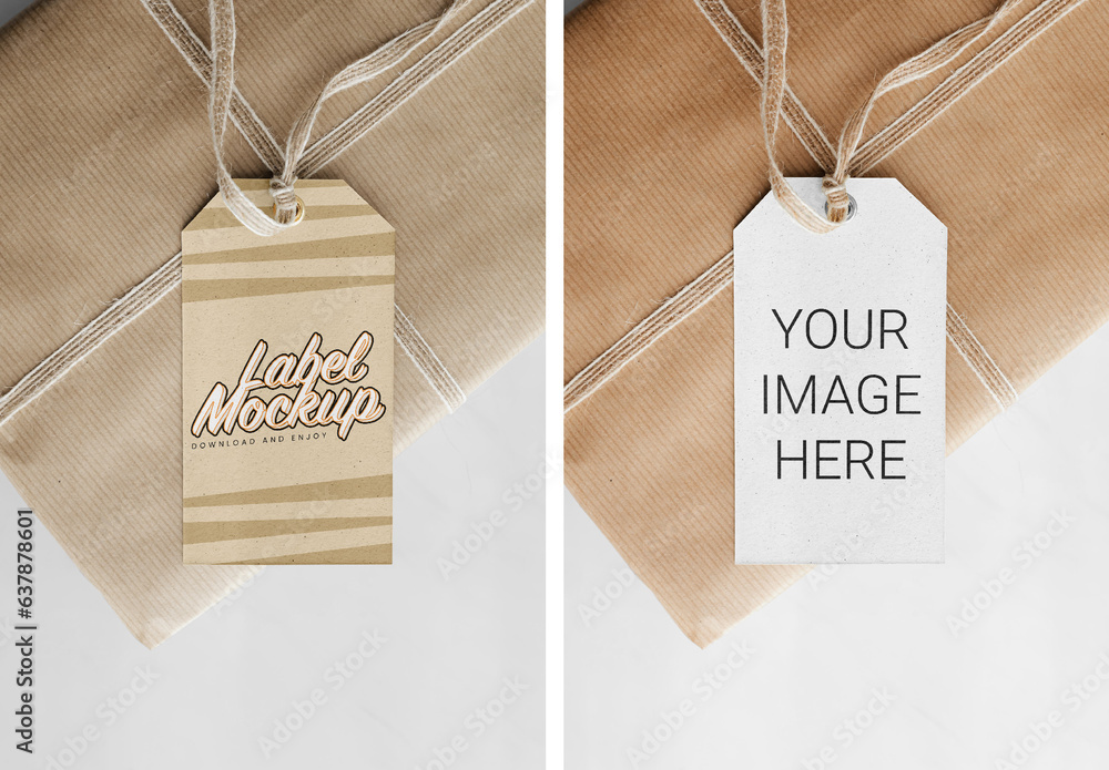 Label on Gift Box Mockup Stock Template | Adobe Stock