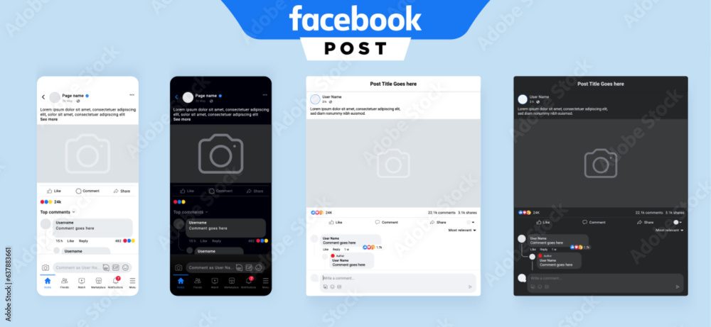 Facebook desktop web app post vector template design Stock Vector ...