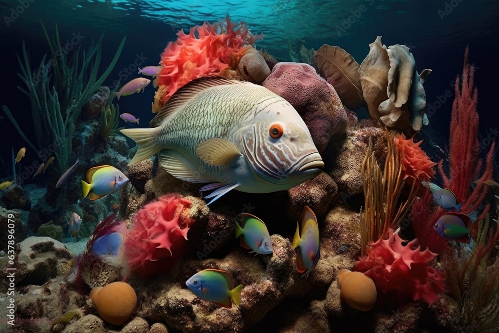 Foto de parrotfish cocoon among various marine species do Stock | Adobe ...