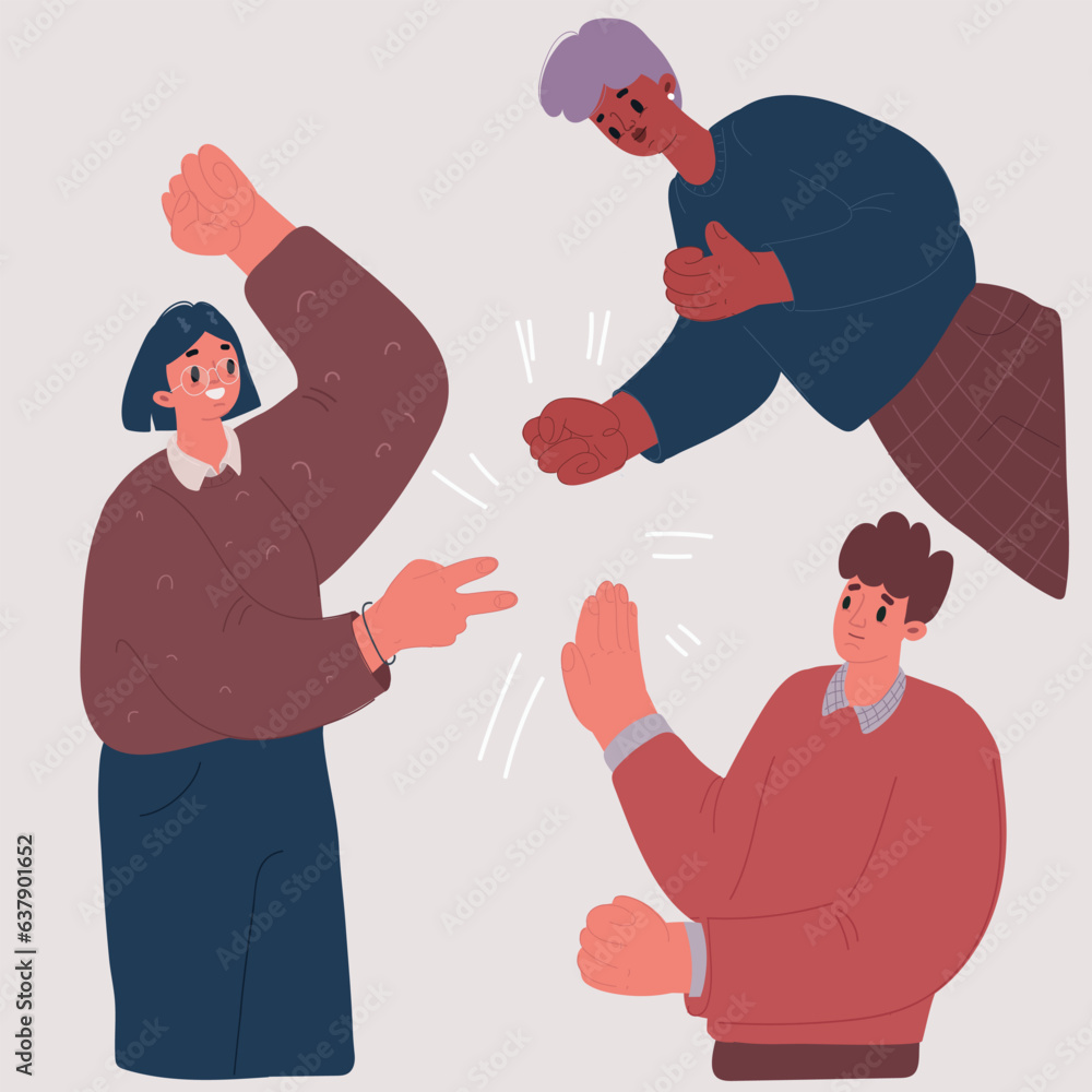 3D cartoon hand gestures. Vector cartoon hands play rock paper scissors ...