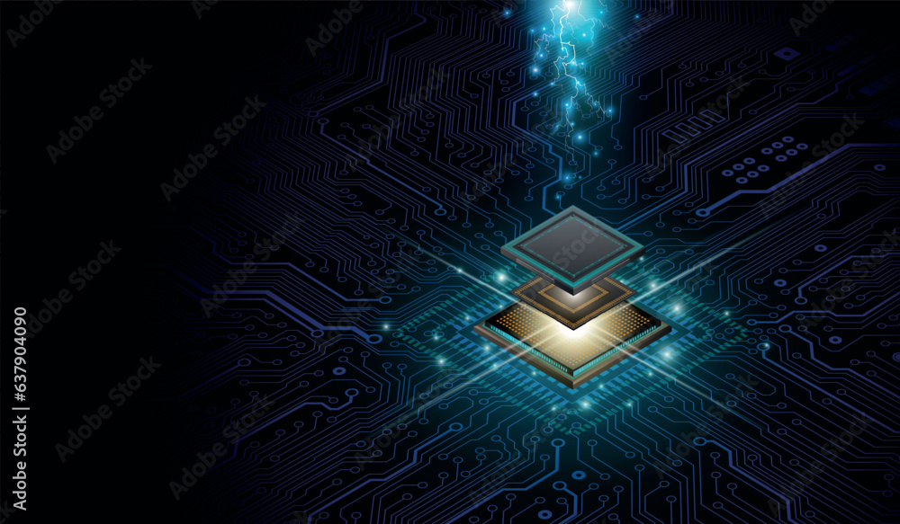 CPU Chip on Motherboard. Central Computer Processors CPU concept ...