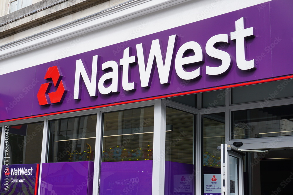 Southampton England 21 August 2023 NatWest Bank Signage And Logo In