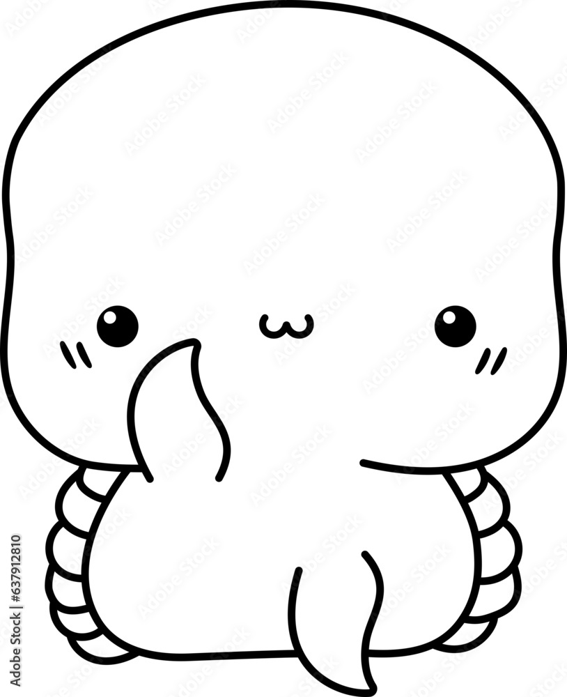 Sea Turtle Coloring Page, Kawaii Underwater Animal Stock Vector | Adobe ...