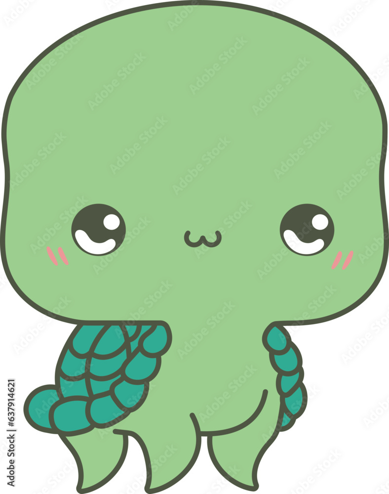 Cartoon Sea Turtle, Kawaii Ocean Animal Stock Vector | Adobe Stock