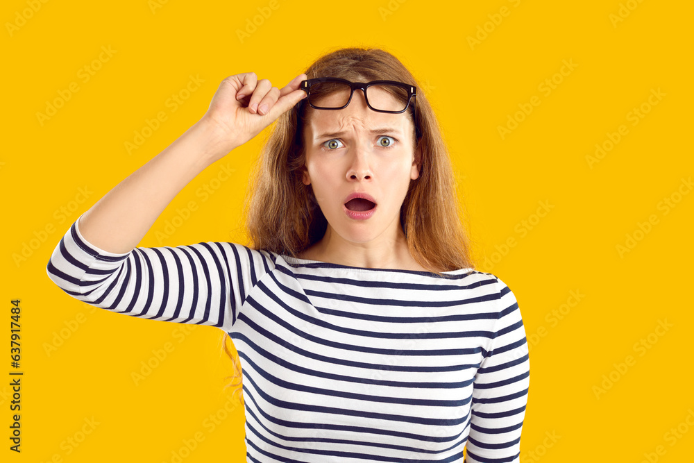 What the hell are you doing. Beautiful young woman sees something ...