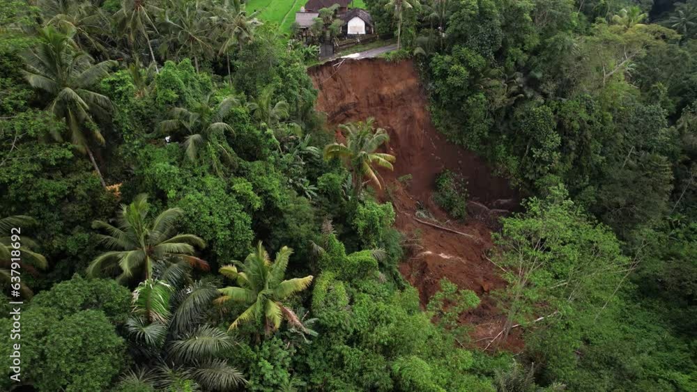 The green gorge with its steep slopes is quite unstable and prone to ...