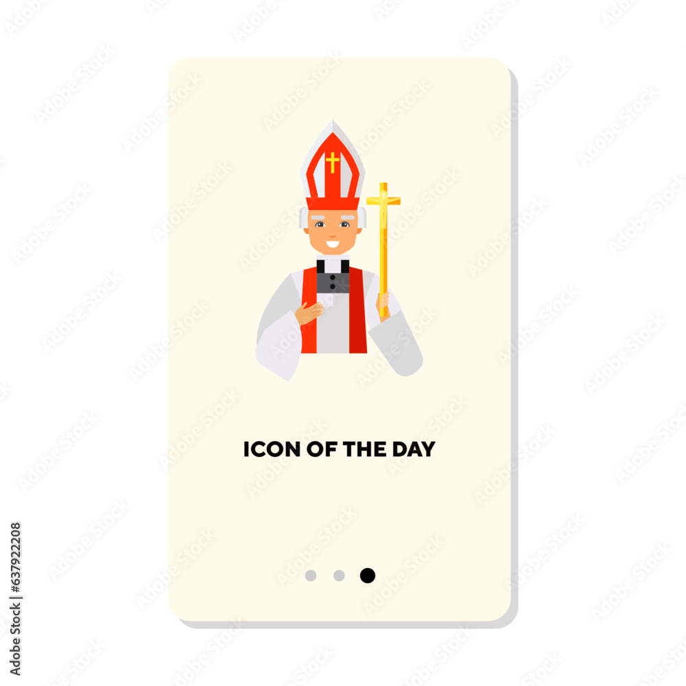 Catholic bishop on white background. Christianity cartoon illustration ...