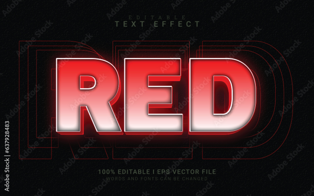 Red Style 3D Text Effect Full Editable Vector Stock Vector | Adobe Stock