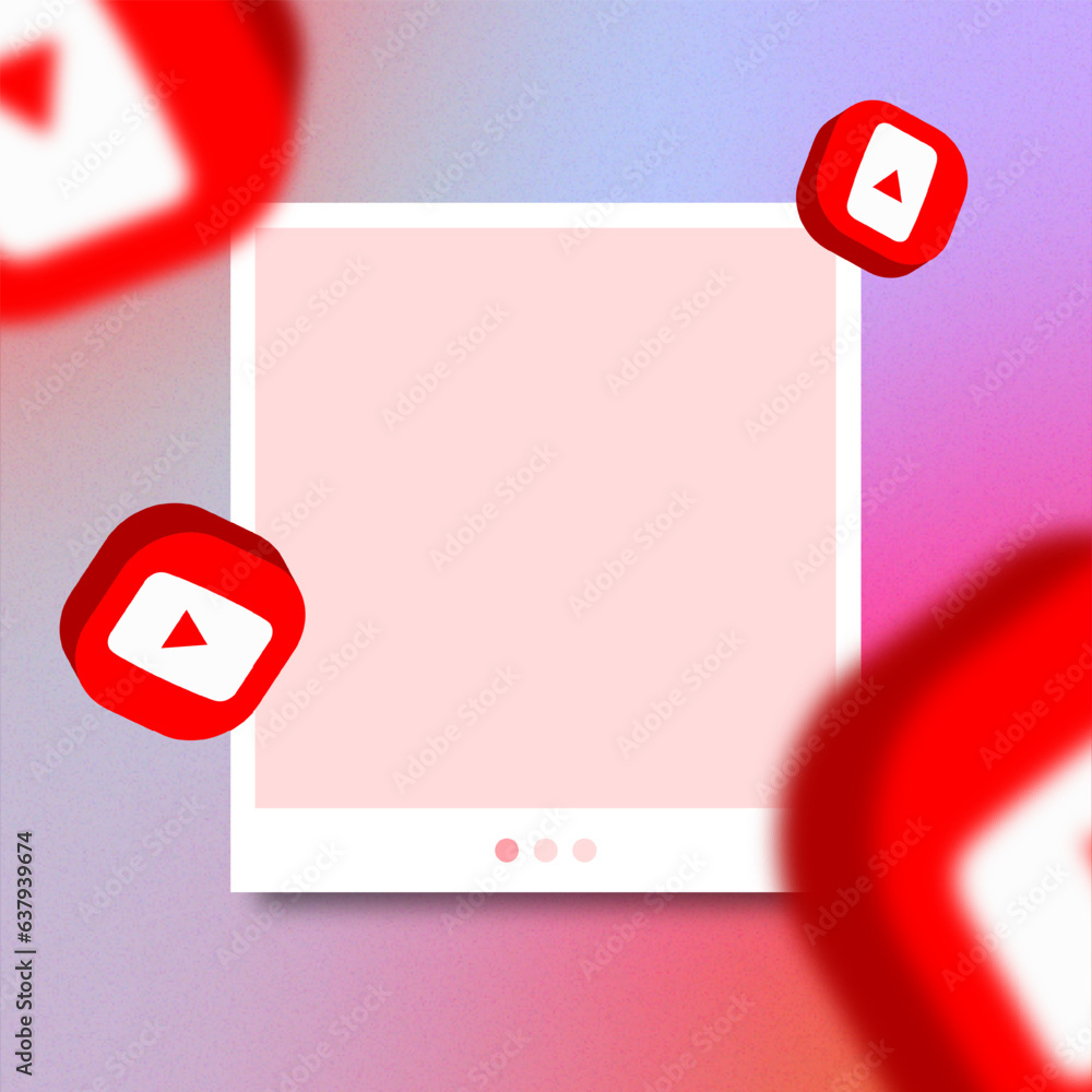 Lombok, Indonesia - August 14, 2023: Square frame with 3d youtube logo ...