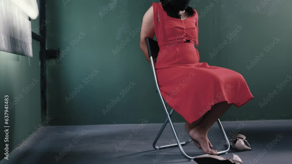Young woman hands bound by rope kidnapped, kidnapping for ransom, Human ...