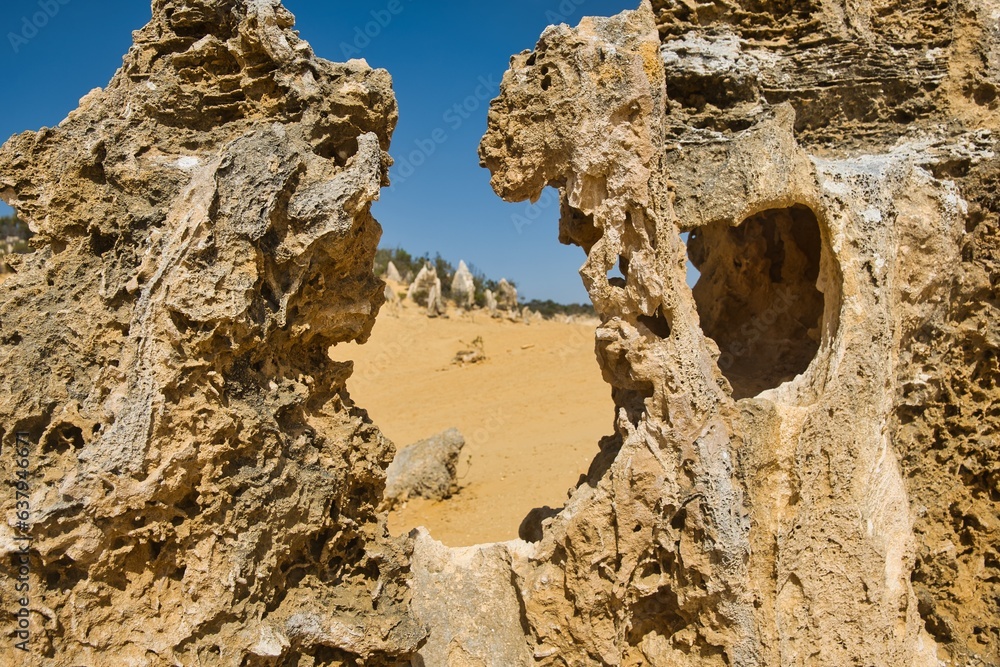 Fotografia do Stock: Detailed look on a tall stone pillar in the ...