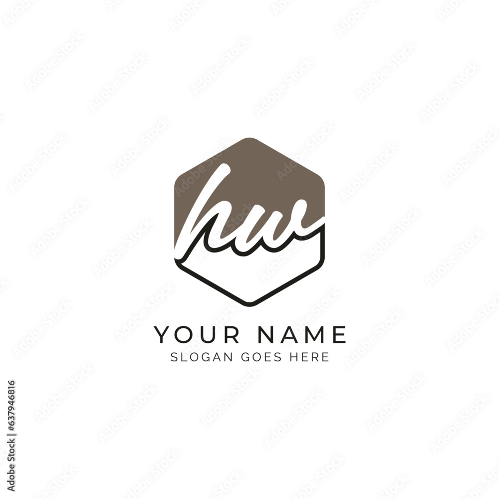 H, W, HW Initial letter handwritten and signature vector image template ...