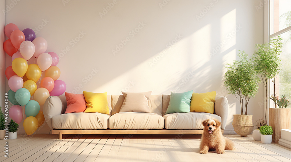 Pet Therapy Poodle Dog Mental Health Minimalistic Living Room Healing ...