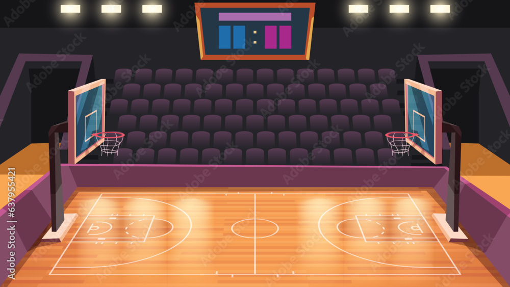 a basketball court side view cartoon design Stock Vector | Adobe Stock
