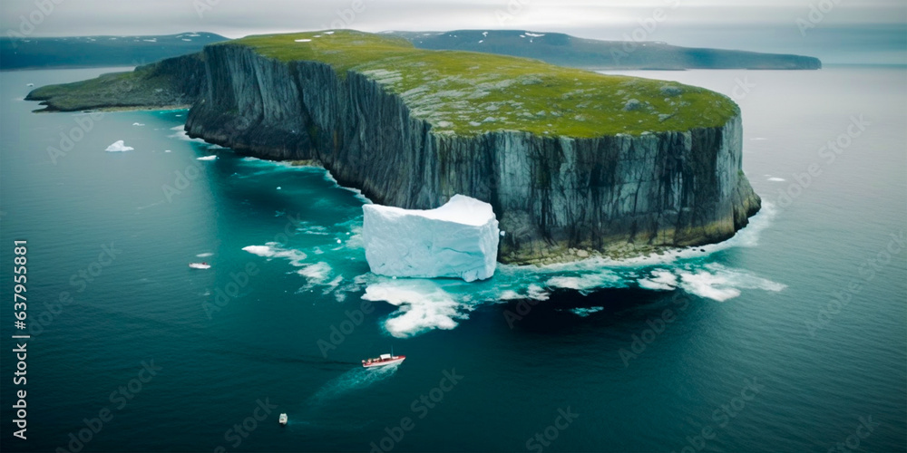 Breathtaking view of the iceberg wall from above. Provides a unique ...