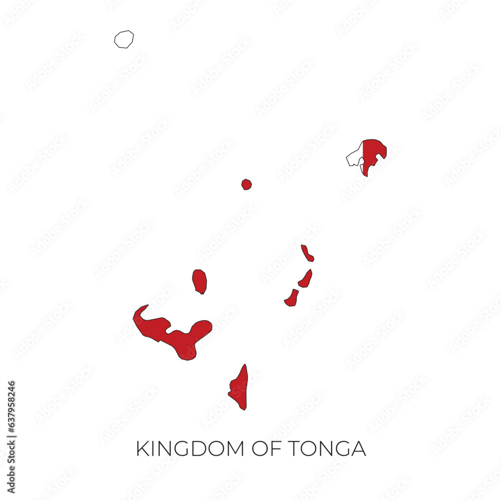 Tonga map and flag. Detailed silhouette vector illustration Stock ...
