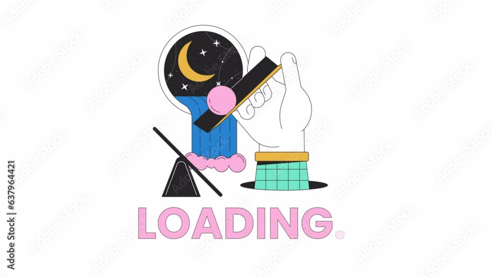 Surreal esoteric line 2D loading animation. Hand with gutter dropping ... Surreal esoteric line 2D loading animation. Hand with gutter dropping ...