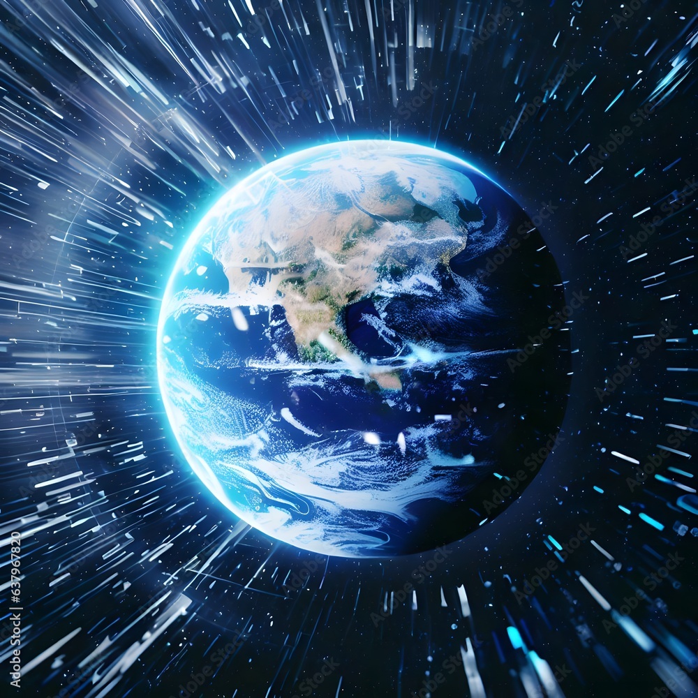 Plane Earth data illustration, from an orbital point of view with ...