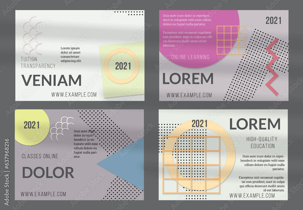 Flyer Layout with Paper Cut Simple Layered Geometric Shapes Stock ...